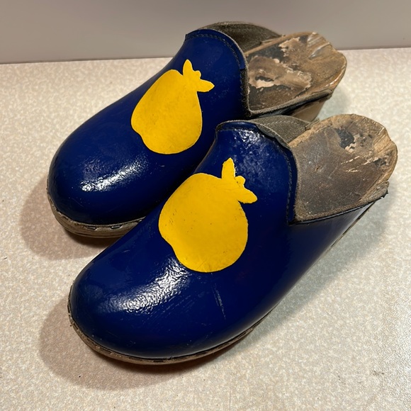Shoes | Vintage Childrens Blue Wooden Clogs | Poshmark